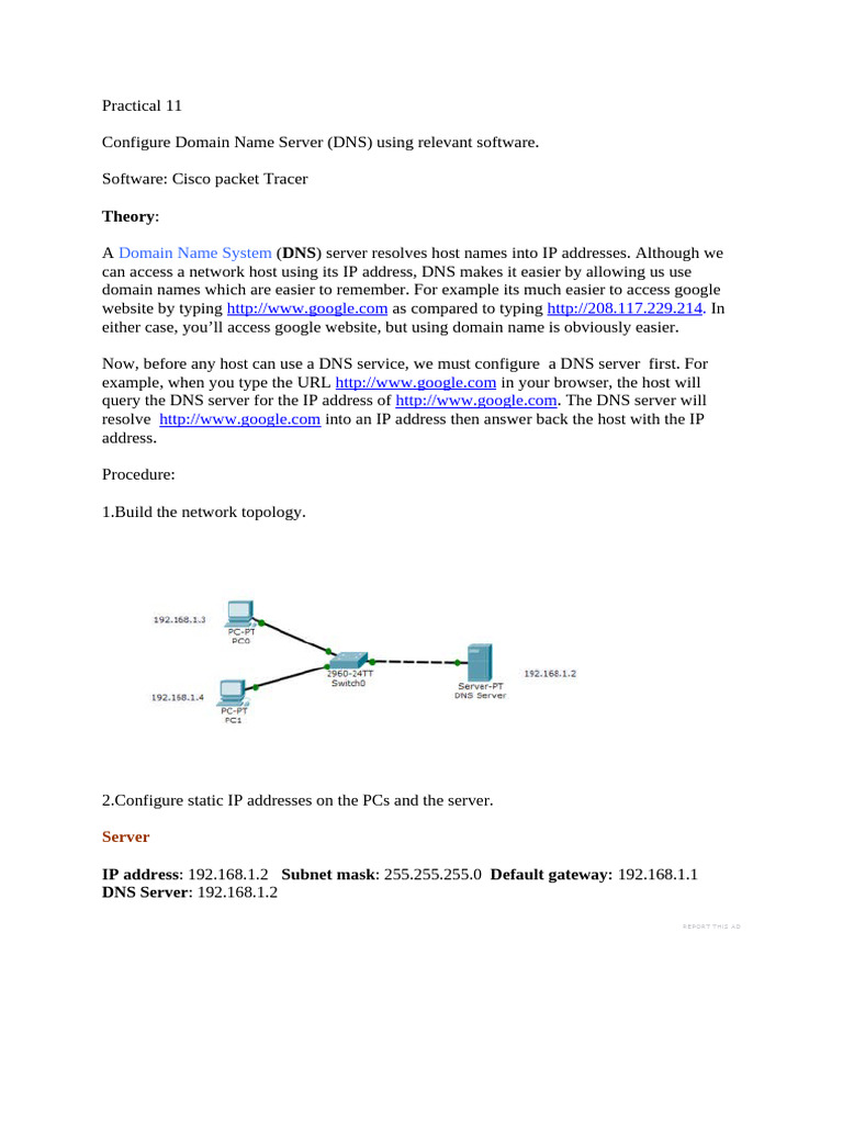 Practical 11 DNS | PDF