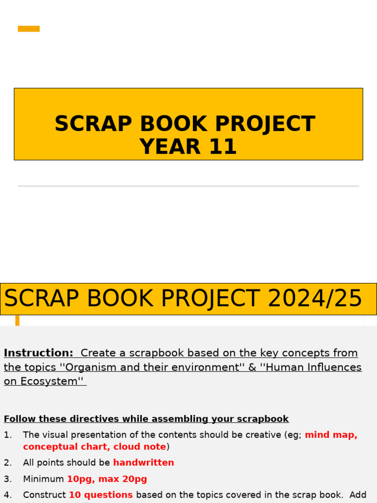 Year 11 Scrapbook Project 2024 | PDF