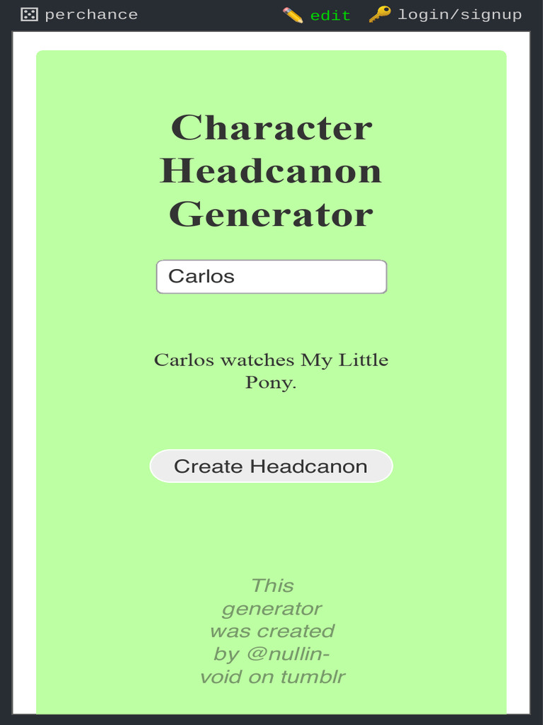 Character Headcanon Generator Perchance | PDF
