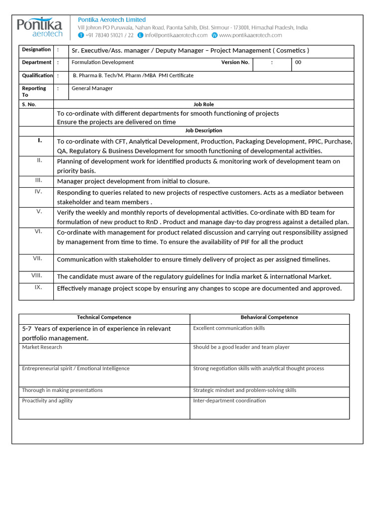 Project Management - Cosmetics RND | PDF