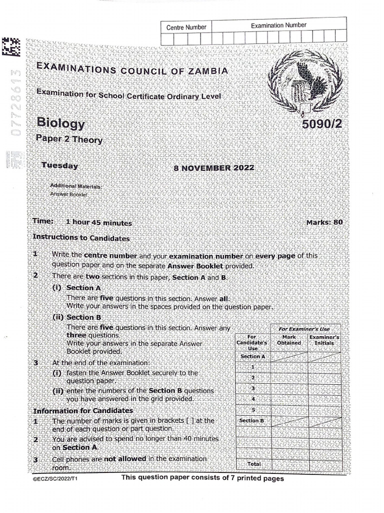 Biology Paper 2 2022 SC | PDF
