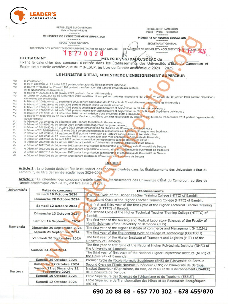 CAlendrier Concours 2024-2025 Lcorp | PDF