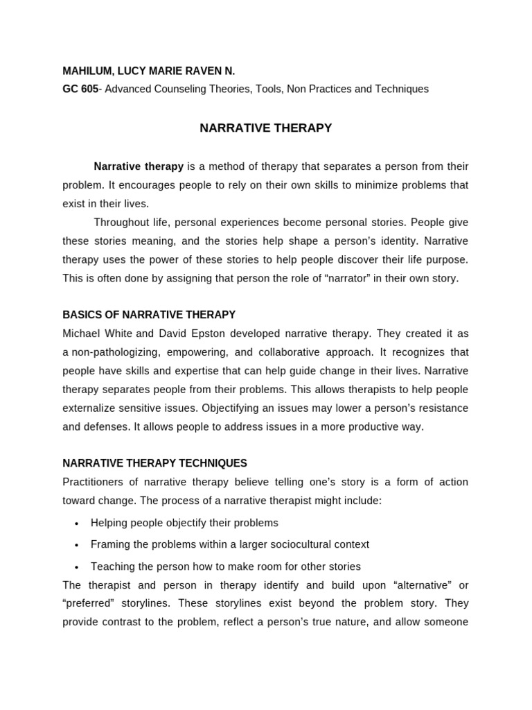 Narrative, DBT, Arts Therapy, Metaphor, Life Review Therapy | PDF