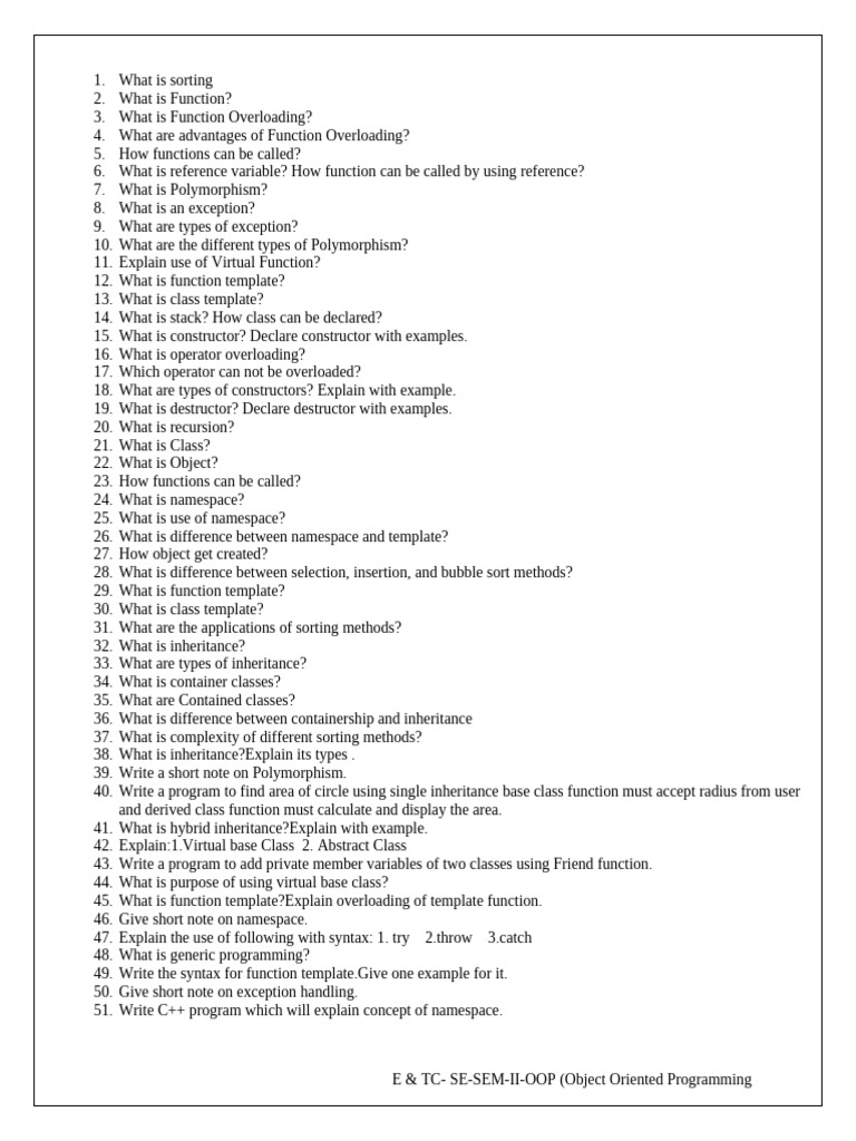 Oral Questions OOP | PDF