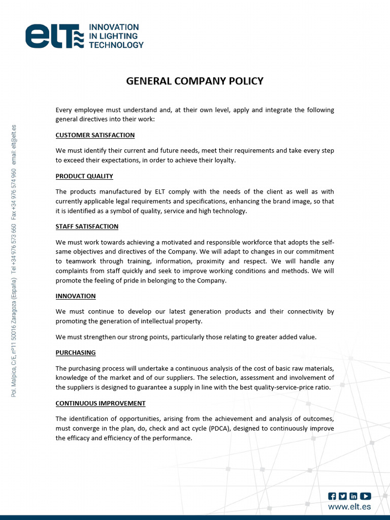 General Company Policy | PDF