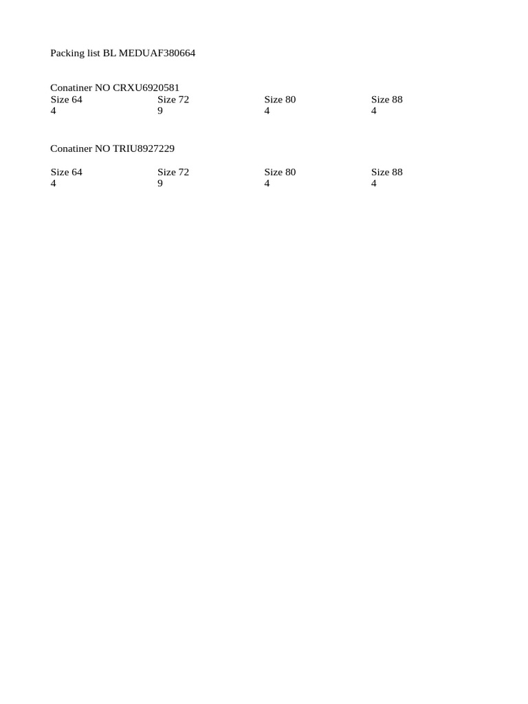 Packing List BL MEDUAF380664 | PDF