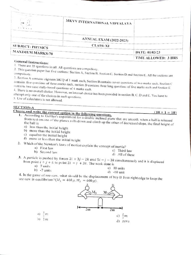 Physics Mid Term 22-23 | PDF