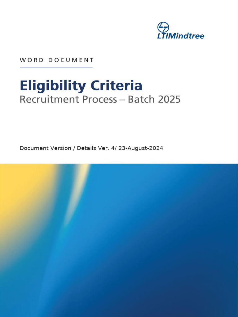Eligibility Criteria - Technical - Engineering Batch 2025 | PDF