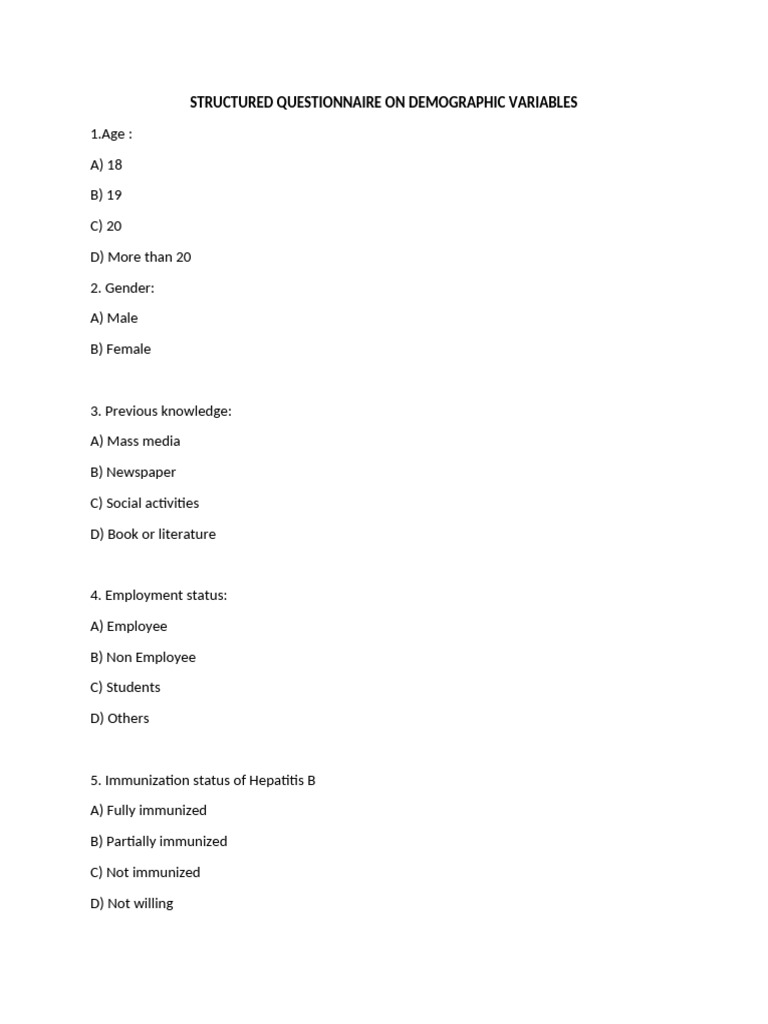 NSI Questionnaire | PDF