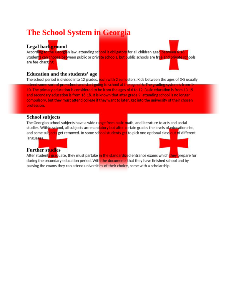 The School System in Georgia | PDF