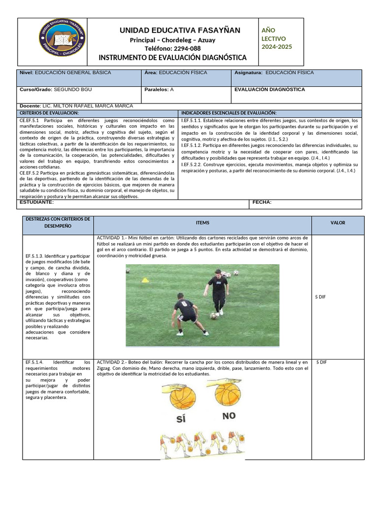 2do BGU PRUEBA DIAGNÓSTICA | PDF