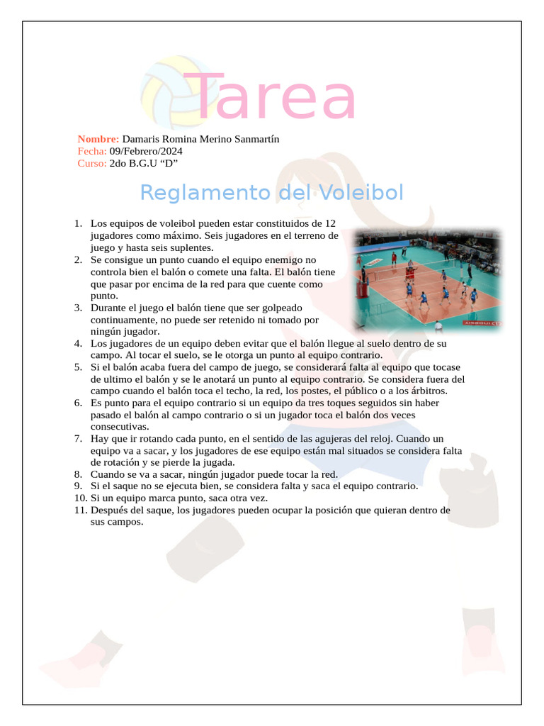 Deber Reglamento De Voleibol Pdf