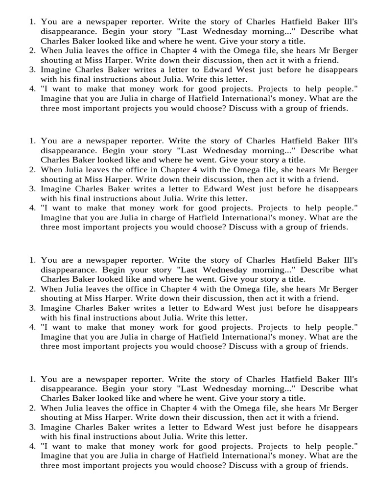 Project Omega Final Tasks | PDF