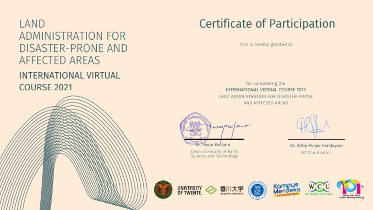 Certificate On Land Administration For Disaster Prone and Affected ...