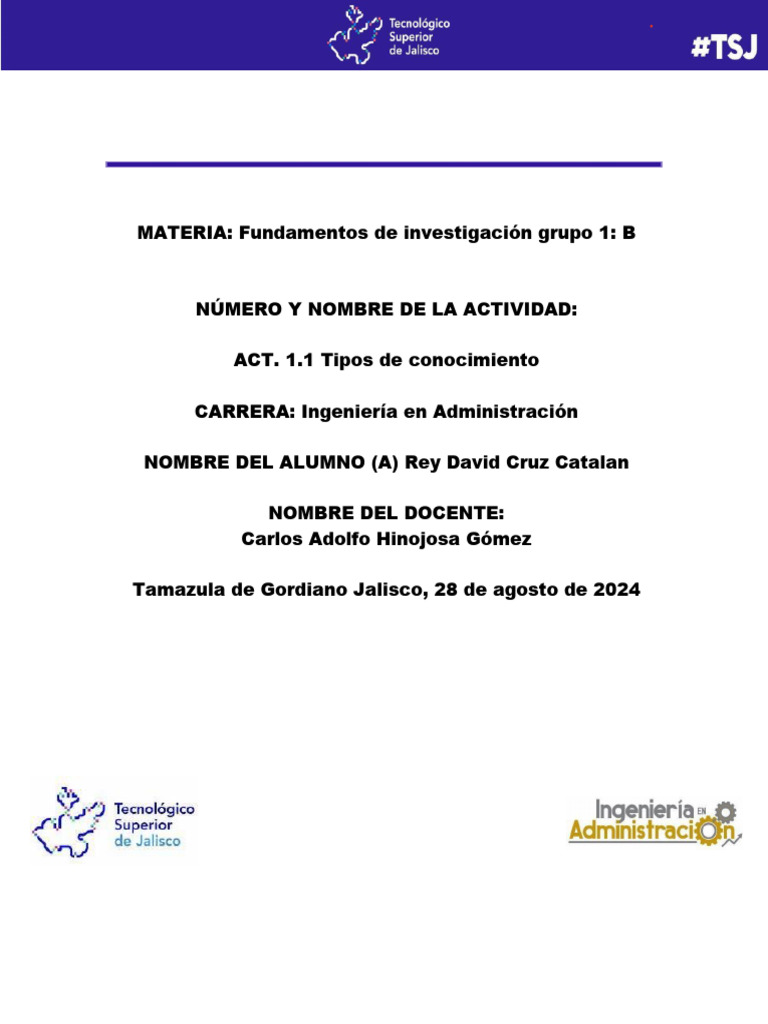 Cruz Catalan Act 1.1 Tipos de Conocimiento. | PDF