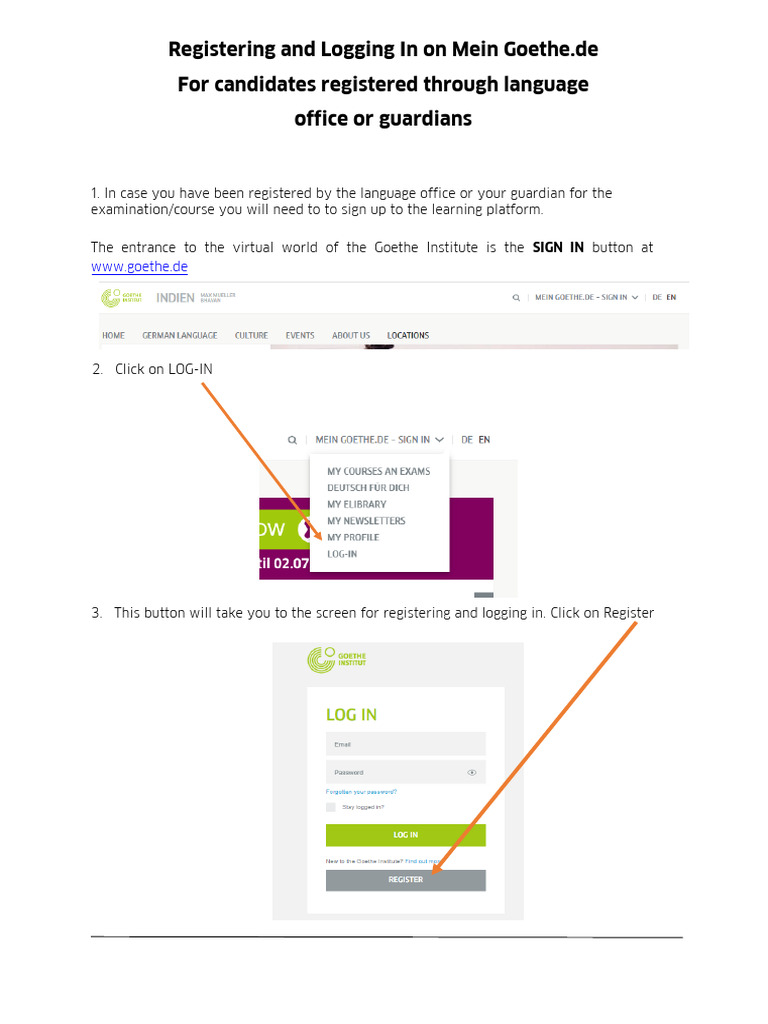 1.how To Register in Meingoethe - de | PDF