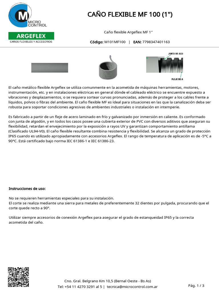 Micro Control - CAÑO FLEXIBLE MF 100 | PDF