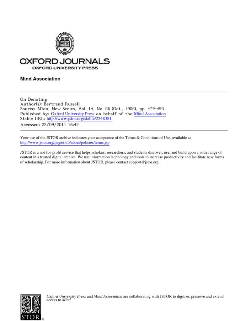 Russel - On Denoting | PDF