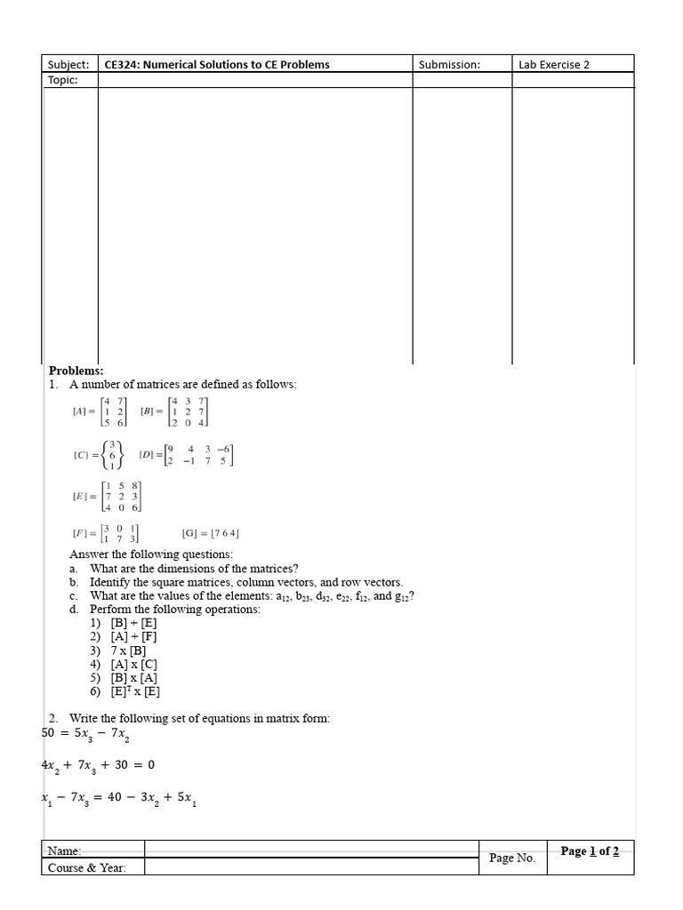 Laboratory Exercise 2 | PDF