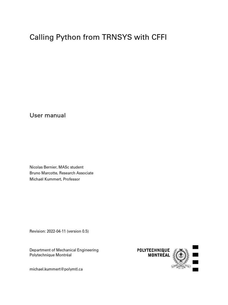 Calling Python From TRNSYS With CFFI | PDF