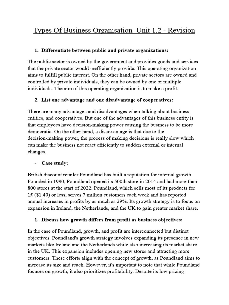 BUS - Types of Business Organisations | PDF