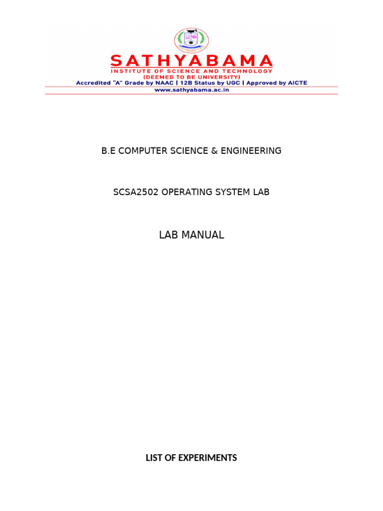 SCSA2502 Operating Systems Lab Manual | PDF SCSA2502 Operating Systems Lab Manual | PDF
