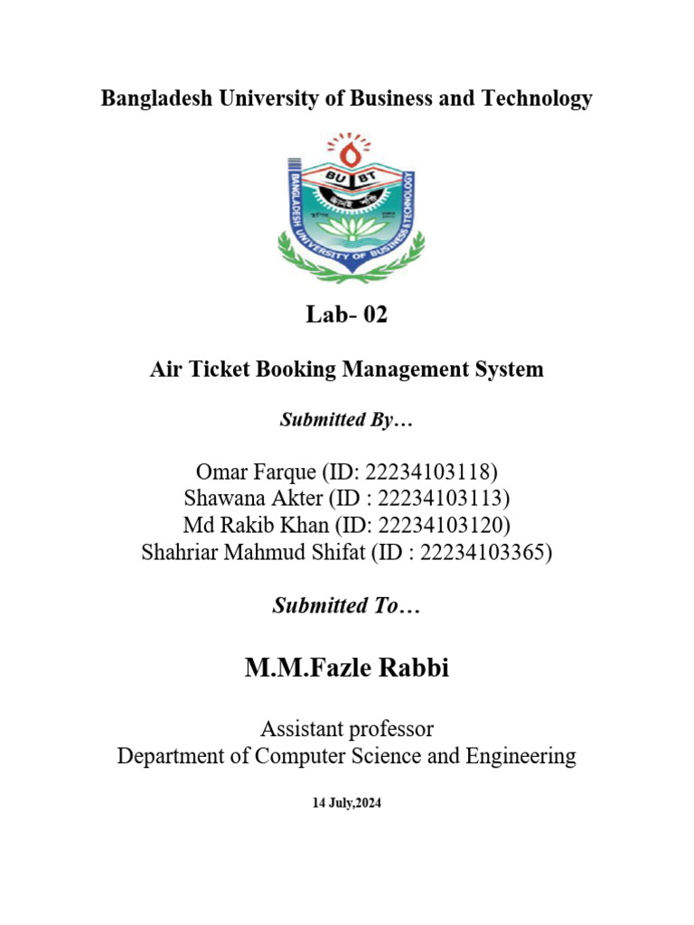 Air Ticket Booking Management System | PDF