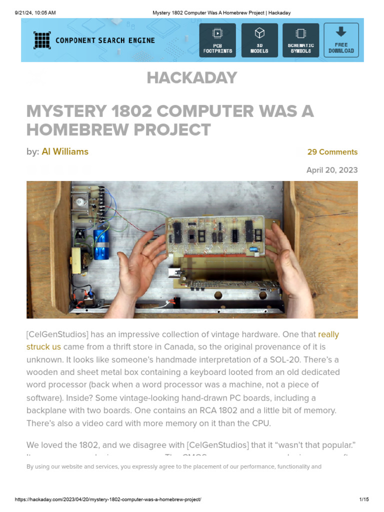 Mystery 1802 Computer Was A Homebrew Project - Hackaday | PDF
