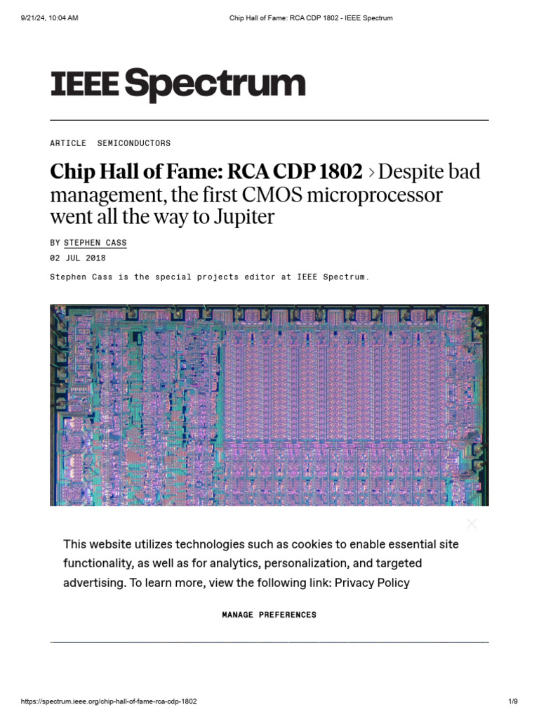 Chip Hall of Fame - RCA CDP 1802 - IEEE Spectrum | PDF