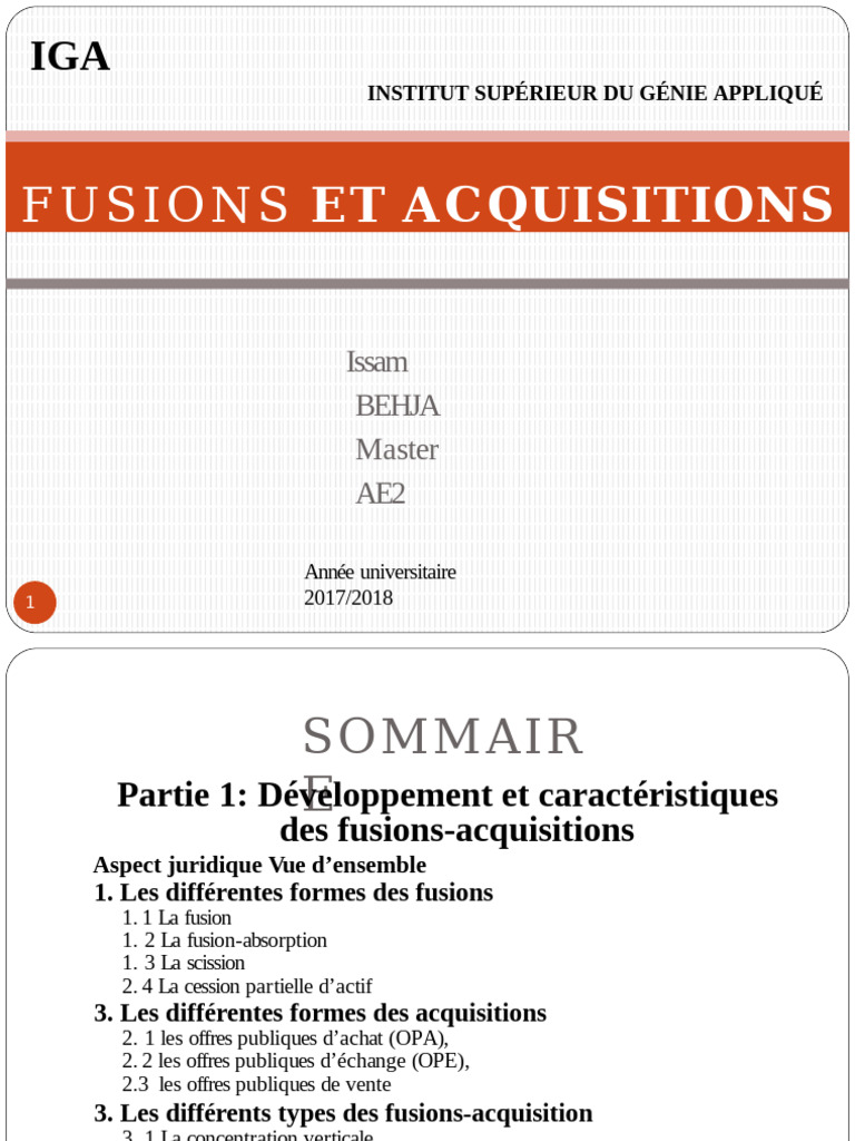 Cours Fusion Acquisition | PDF