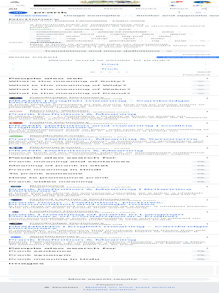 Meaning of Prank - Google Search | PDF