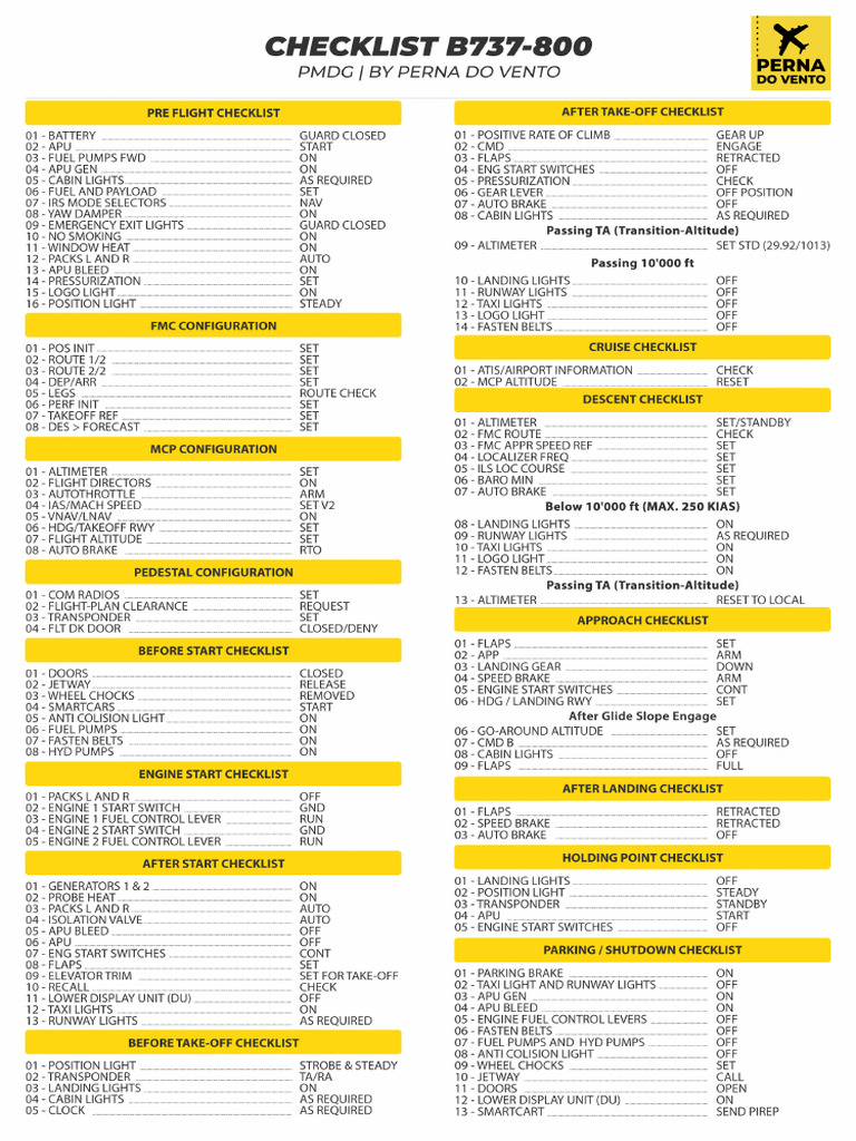 Checklist B737-800 PMDG | PDF
