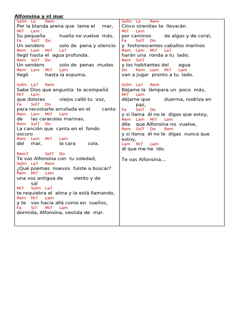 Alfonsina y El Mar | PDF