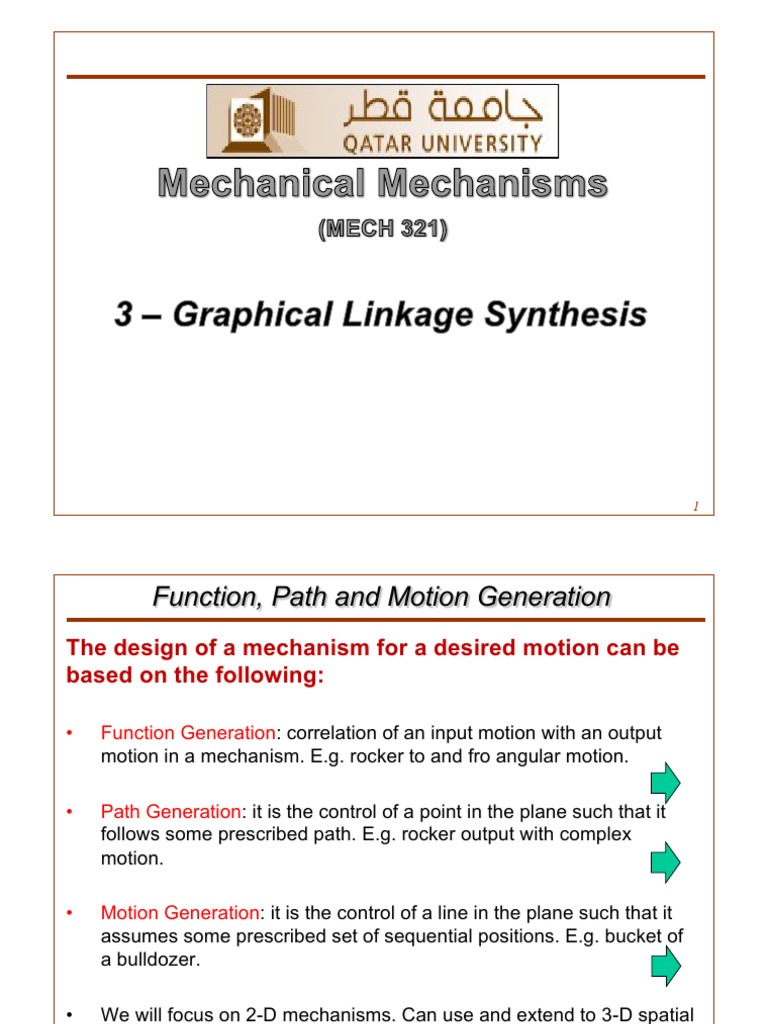 3 - Graphical Linkage Synthesis | PDF | Kinematics | Motion (Physics)