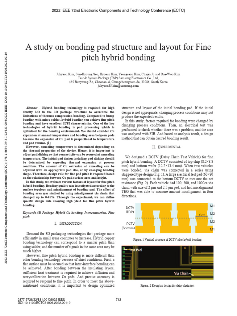 A Study On Bonding Pad Structure and Layout For Fine Pitch Hybrid ...