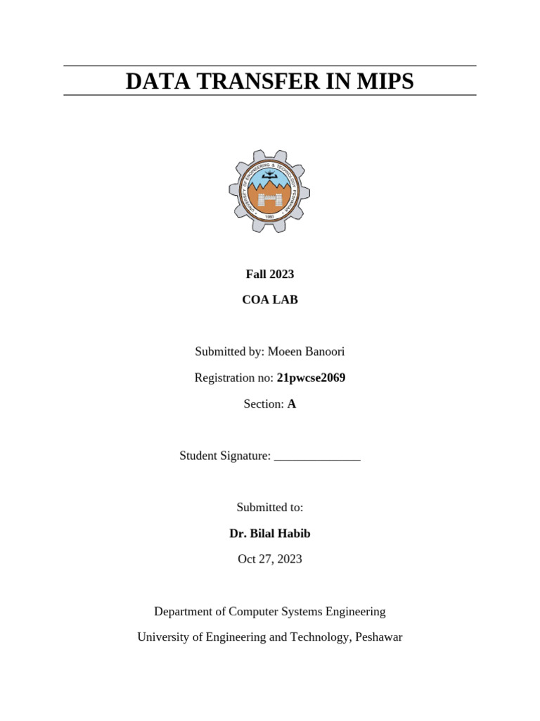 COA Lab Task 5 | PDF
