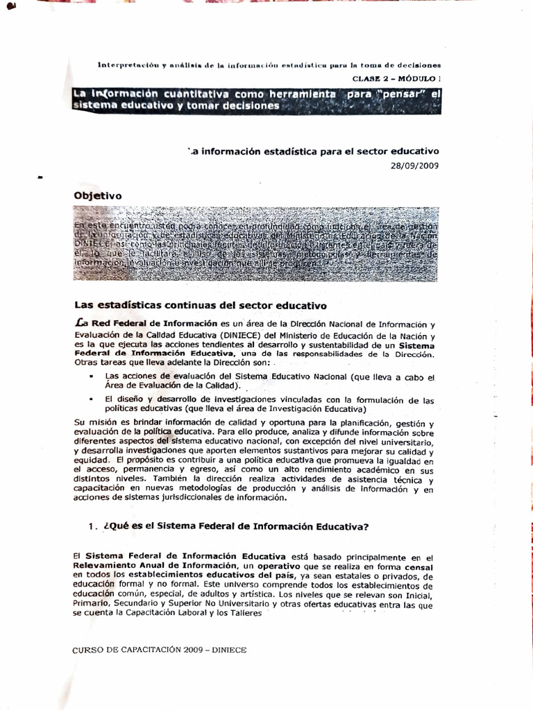 Clase 09 La Informacion Estadistica para El Sector Educativo | PDF