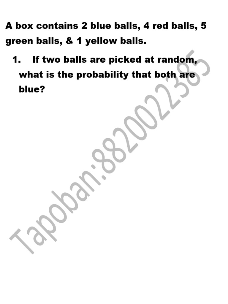 Bag Ball Problem Probability | PDF