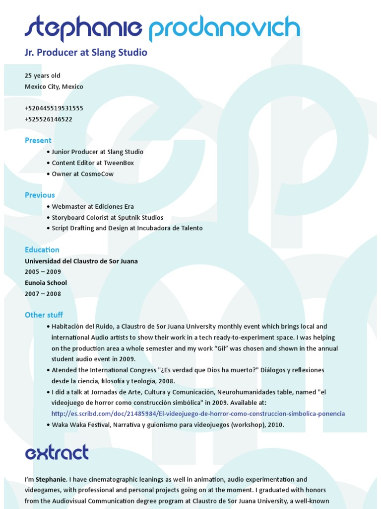 Stephanie CV - 2012 | PDF | Leisure