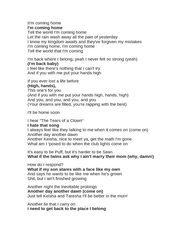 Key Coming Home | PDF