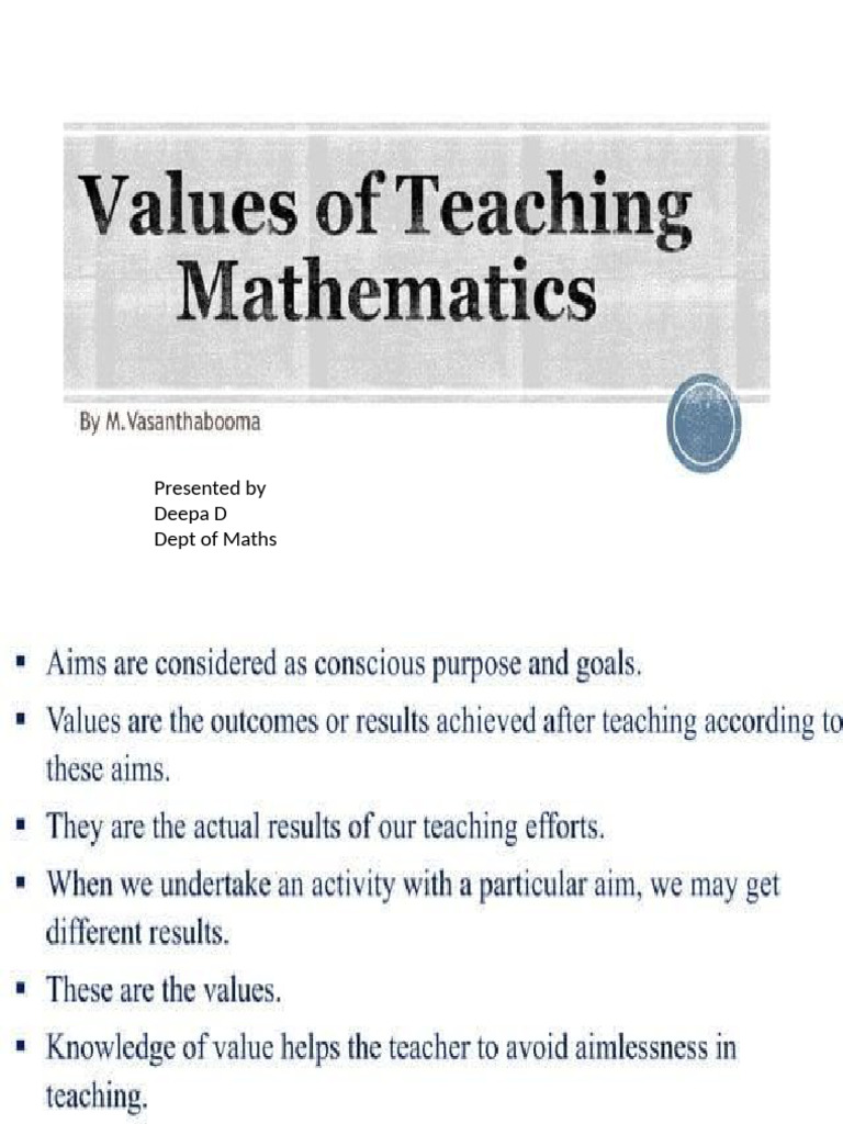 Values Of Teaching Mathematics | PDF