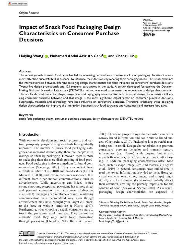 Wang Et Al 2023 Impact of Snack Food Packaging Design Characteristics ... Wang Et Al 2023 Impact of Snack Food Packaging Design Characteristics ...