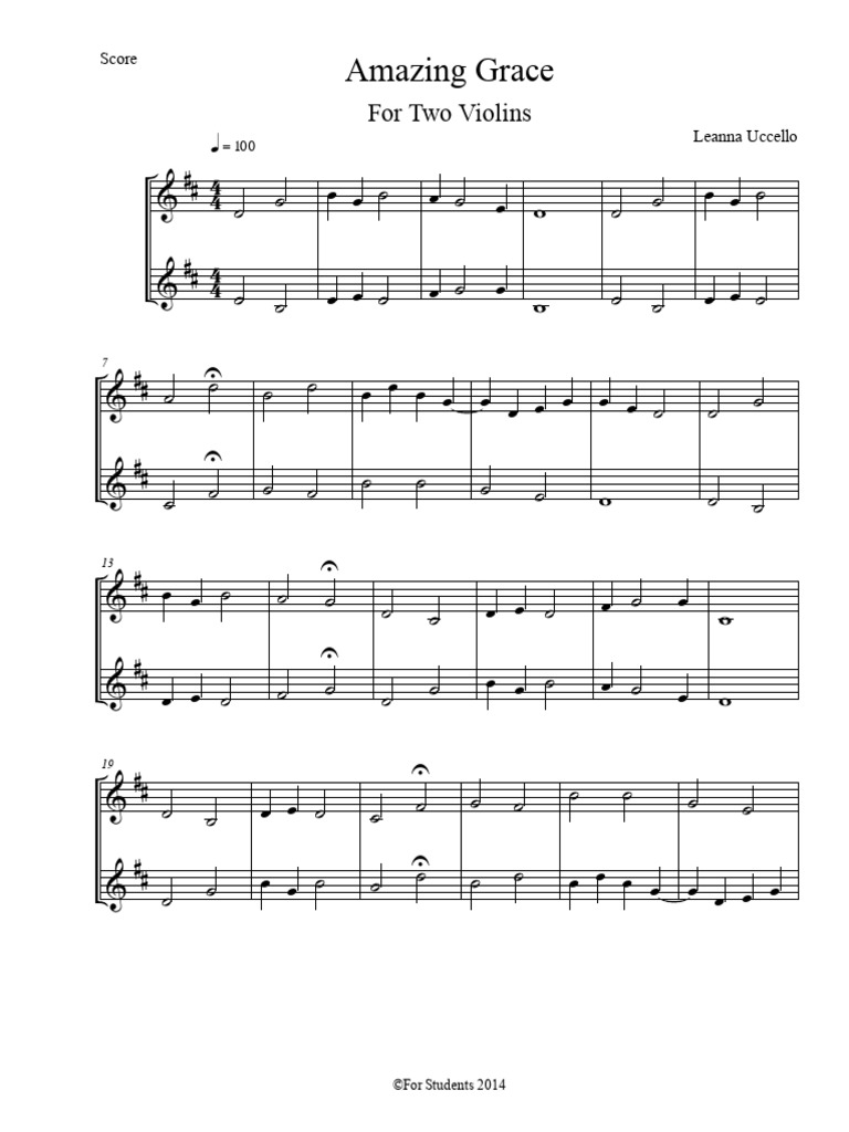 Amazing Grace Violin Duet | PDF