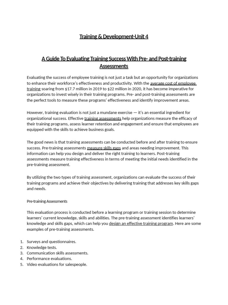 Training & Development Notes - Unit 4 | PDF