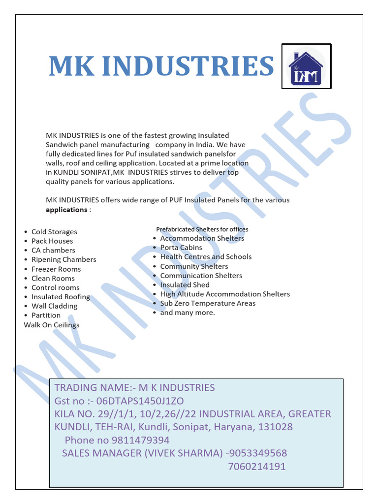 MK Industries Specification | PDF