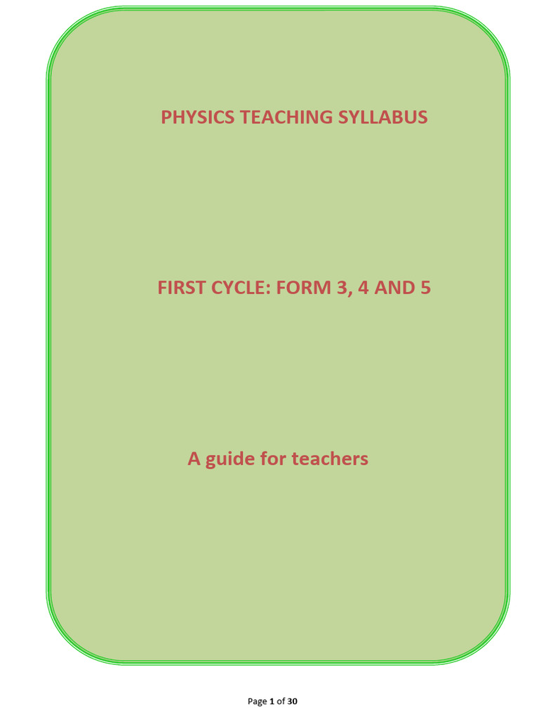 Physics Teacher's Guide F3 To F5 | PDF
