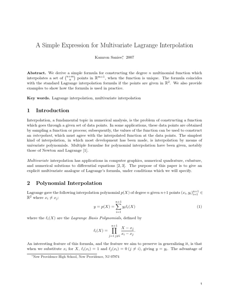 Lagrange Multivariate Interpolation | PDF | Polynomial | Interpolation