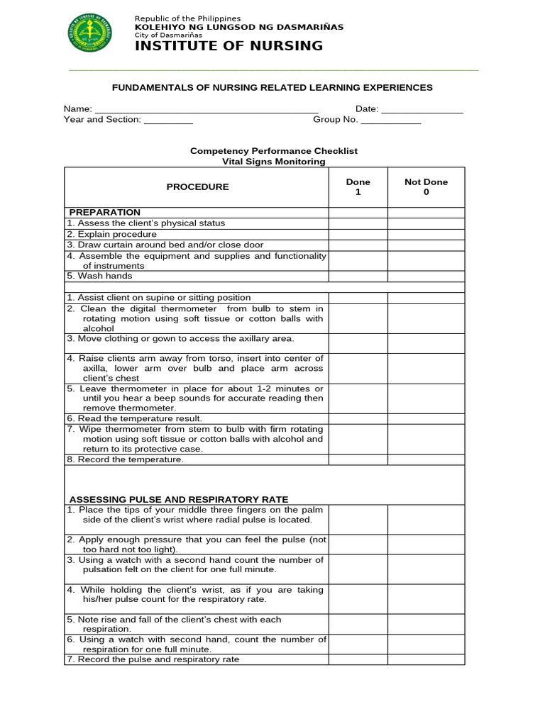 Vital Sign Checklist | PDF
