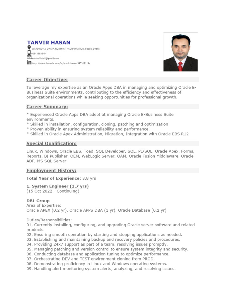 Tanvir Hasan CV | PDF