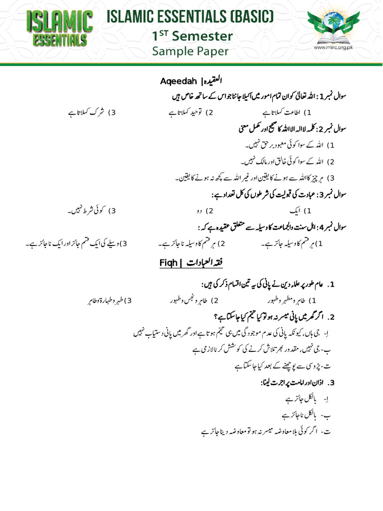 Aqeedah and Fiqh Principles | PDF